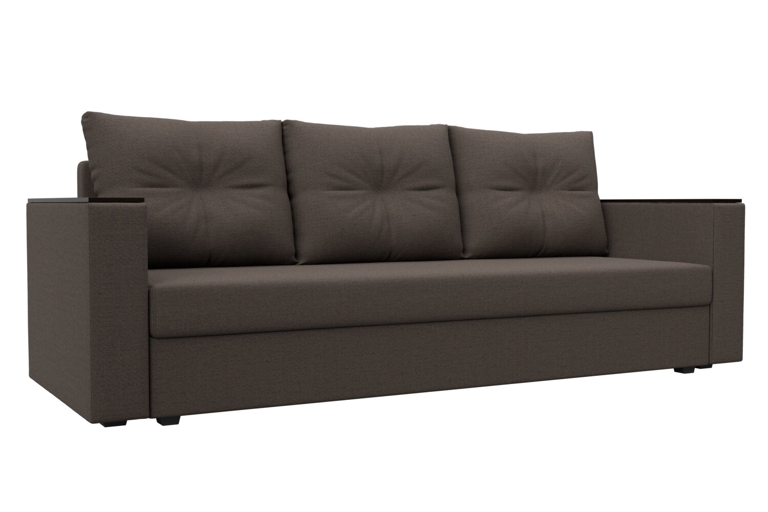 Диван прямой Атланта Лайт без стола, 4-местный, размер: 220х80см, спальное место: 127х190см, рогожка, коричневый