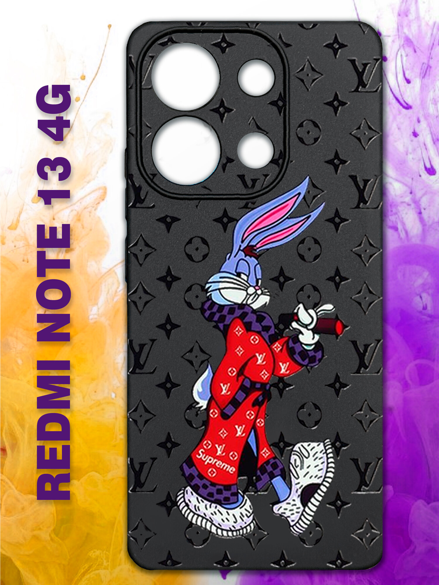 Силиконовый чехол на Xiaomi Redmi Note 13 с принтом Заяц ЛВ Редми Нот 13