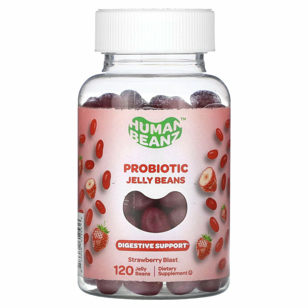 Human Beanz, Пробиотические мармеладки, клубника, 120 штук