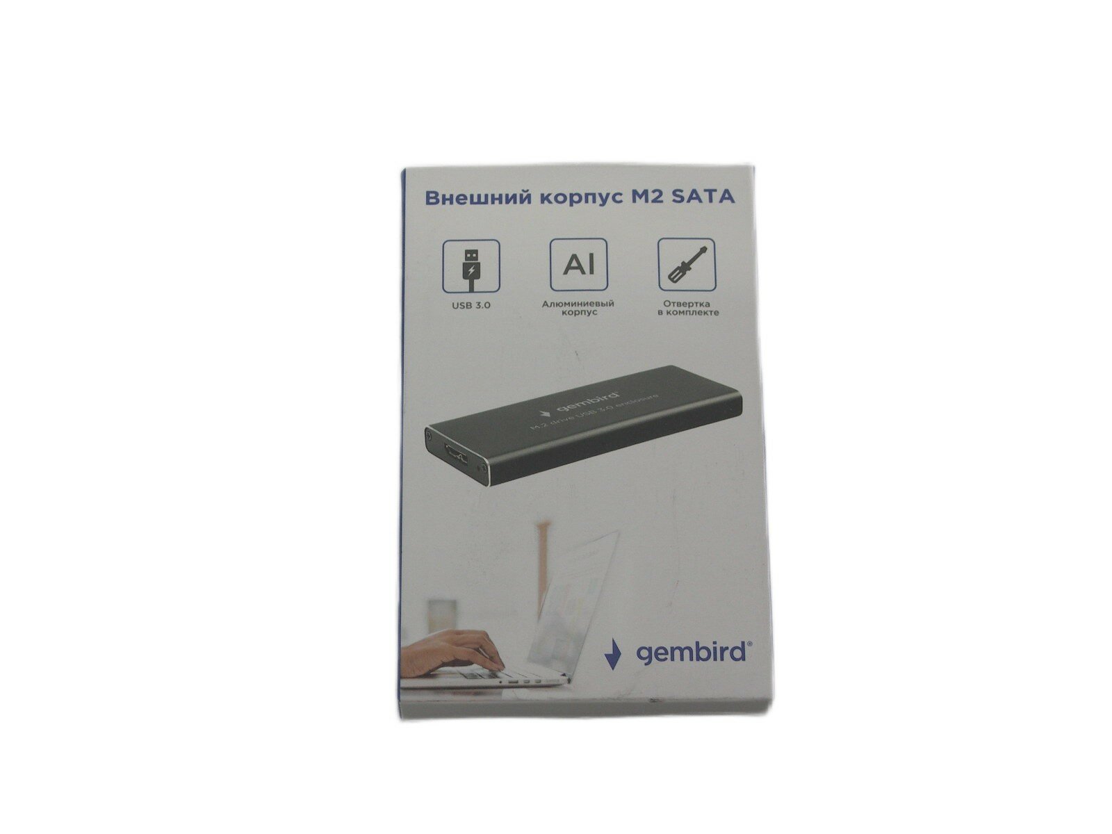 Внешний корпус для HDD/SSD 2.5" SATA-устройств Gembird EEM2-SATA-1 USB 3.0 для M2 SATA порт MicroB черный металл