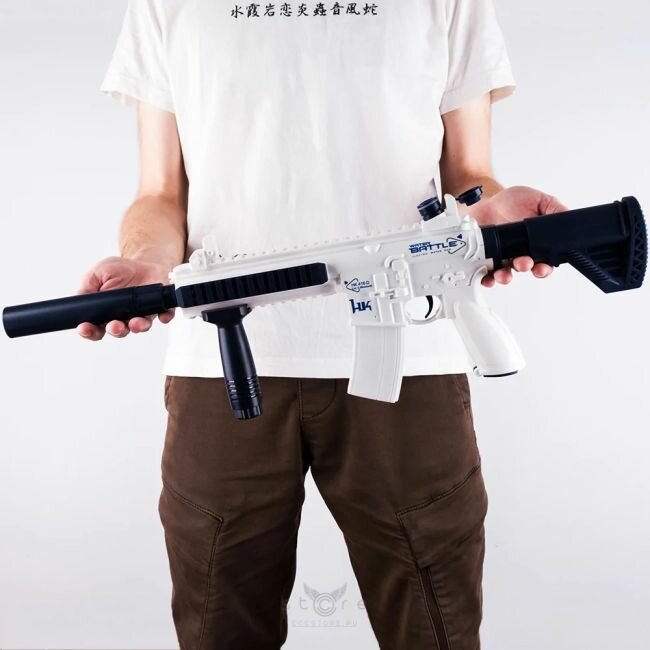 Водное ружье электрическое на аккумуляторе / M416 Бело-синий