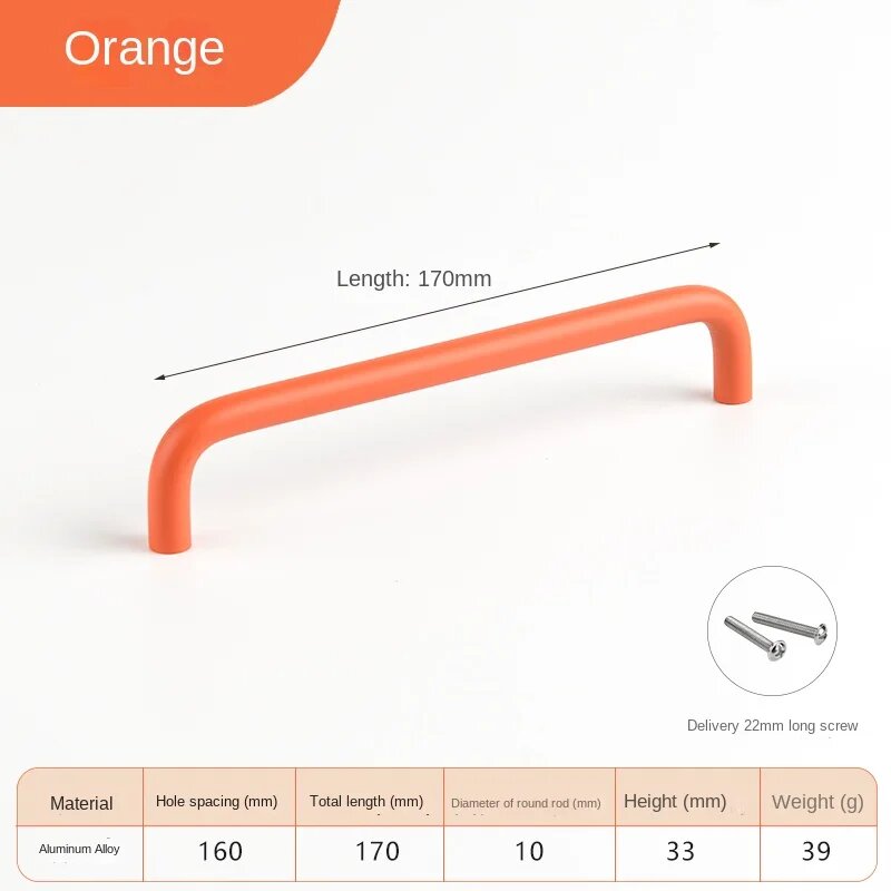 Ручка для шкафа Orange, 160 мм, алюминий
