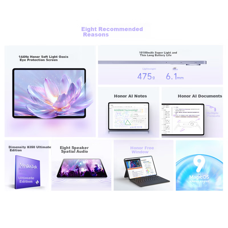 HONOR Tablet V9【Government Subsidy 15% Tablet】11.5-inch Tablet PC Ultra-light and Thin 2.8K Eye Protection Screen Tablet Subsidy National 2025 8+256GB Ash Gray