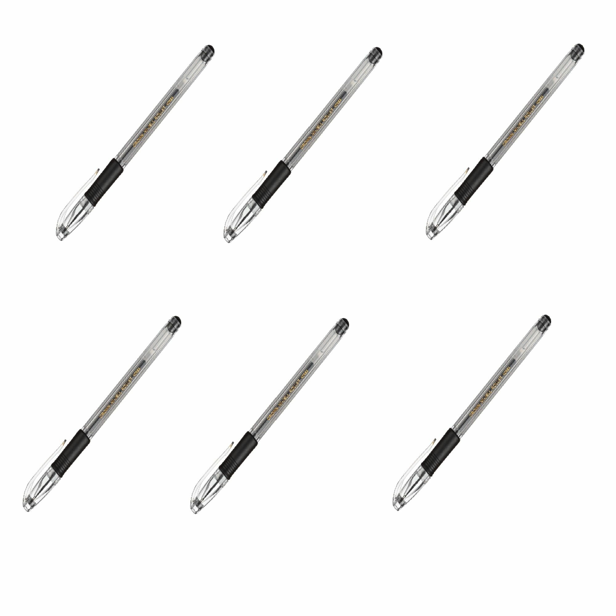 Crown Ручка гелевая неавтоматический, 0,5мм черный, 6 уп.