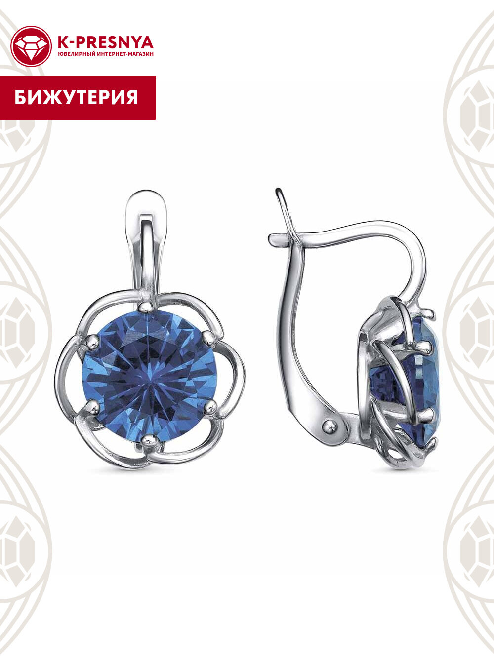 Серьги, шпинель синтетическая