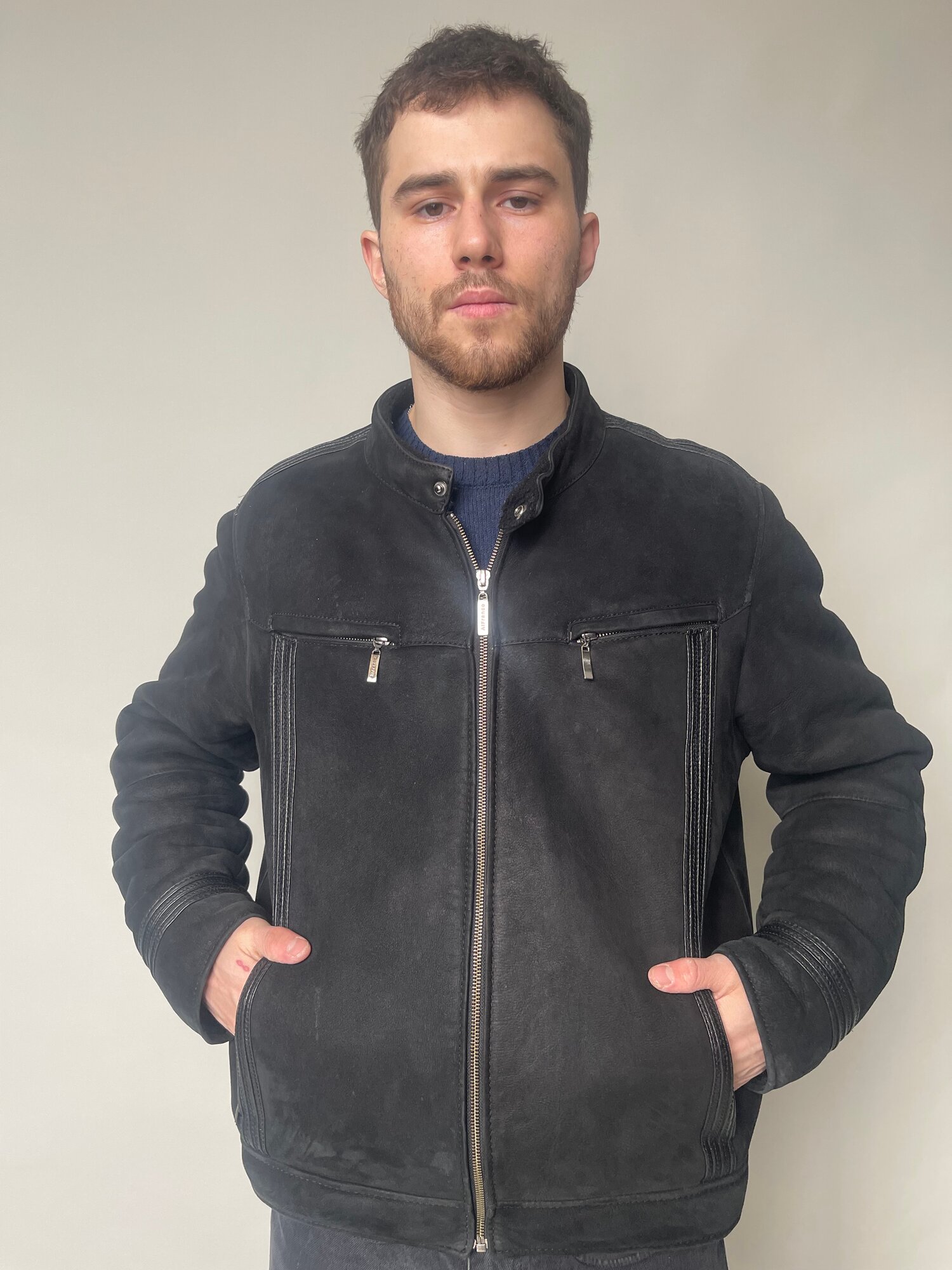 Дубленка мужская тм AL FRANCO натуральная цв.черный р.50-52 /12270/