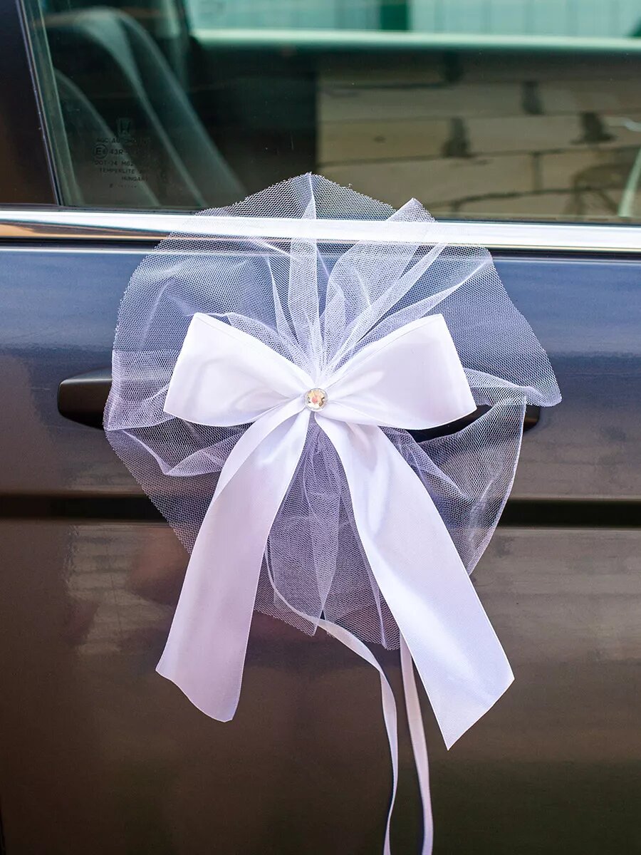 Украшение на ручки или зеркала свадебной машины (2 штуки)