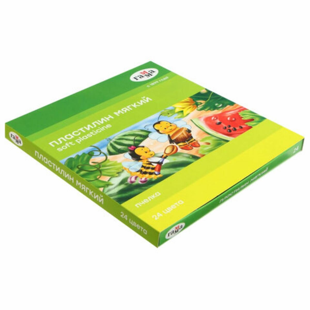 Пластилин восковой (мягкий) гамма Пчелка 24 цвета 360г, со стеком
