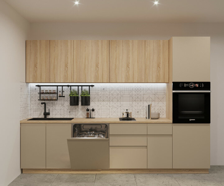 Кухонный гарнитур прямой Лайн Дуб сонома Пикрит 3000 мм