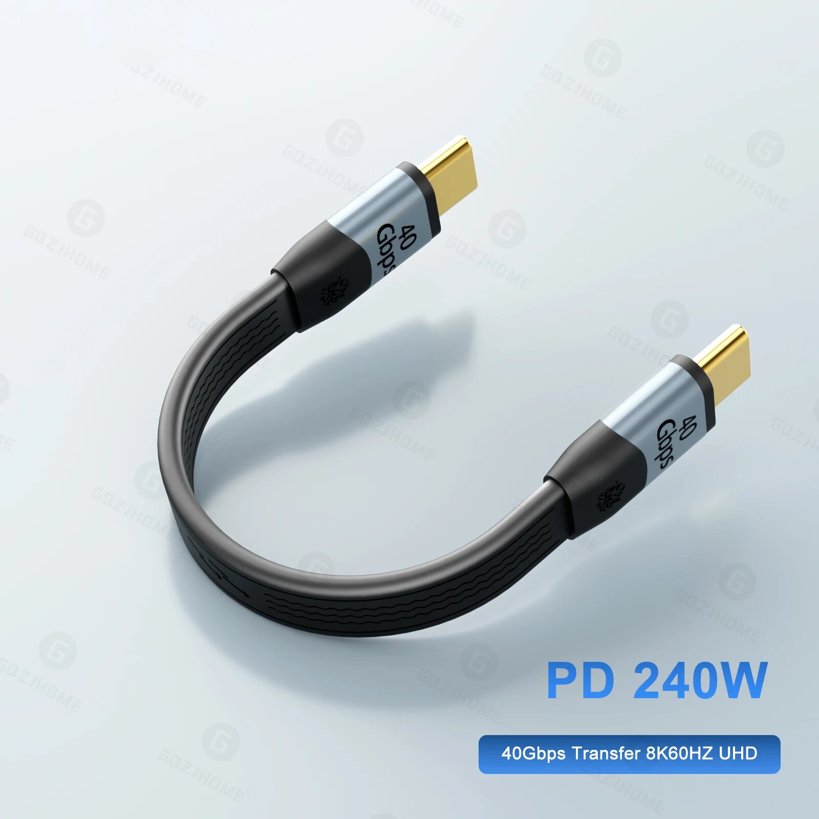 Короткий кабель USB C, 40 Гбит/с, USB4, совместимый с Thunderbolt 4/3 PD, 240 Вт, быстрая зарядка для SSD iPhone 16 Power Bank