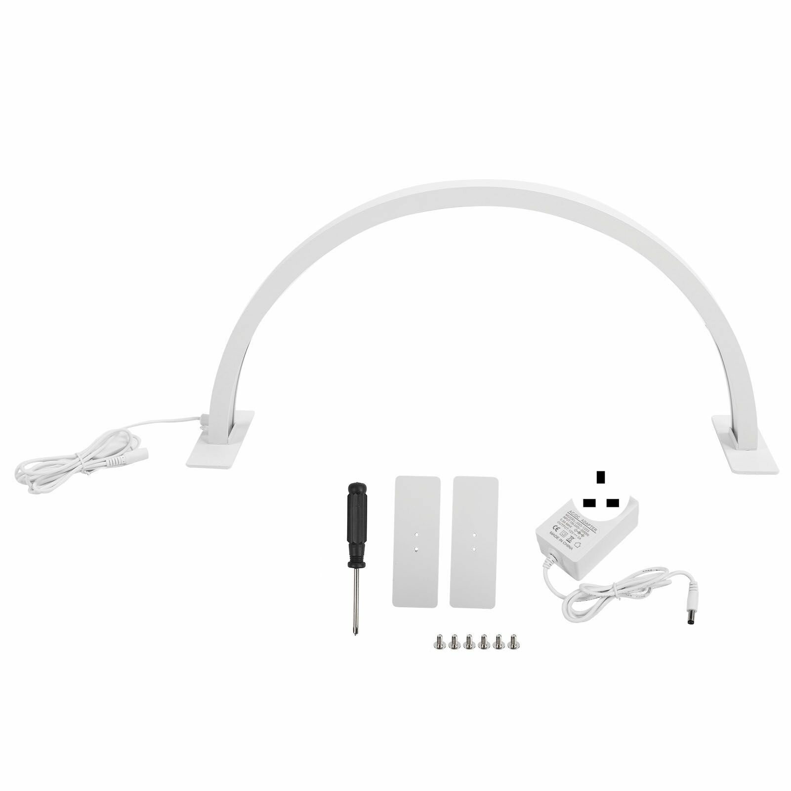 Настольная светодиодная лампа для наращивания ресниц мощностью 5 Вт, в форме полумесяца, регулируемая яркость, 3000 6500 К, белый цвет, вилка UK 100 240 В