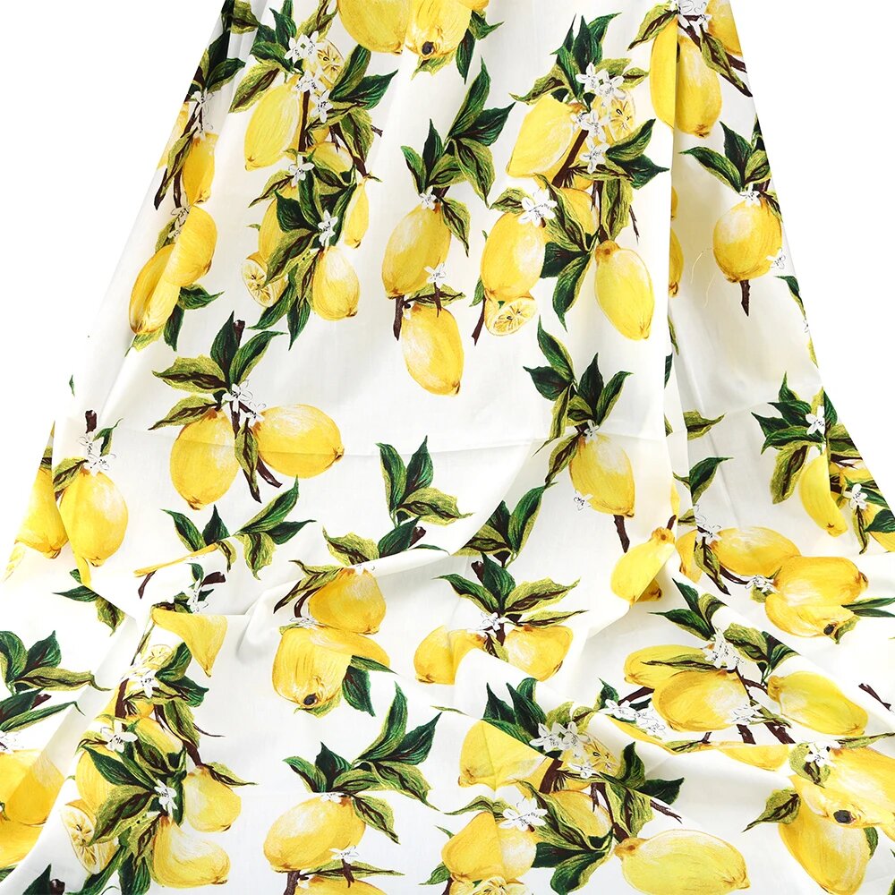 HAISEN Летняя хлопковая ткань для пошива юбки/платья 50x145 см серия лимон