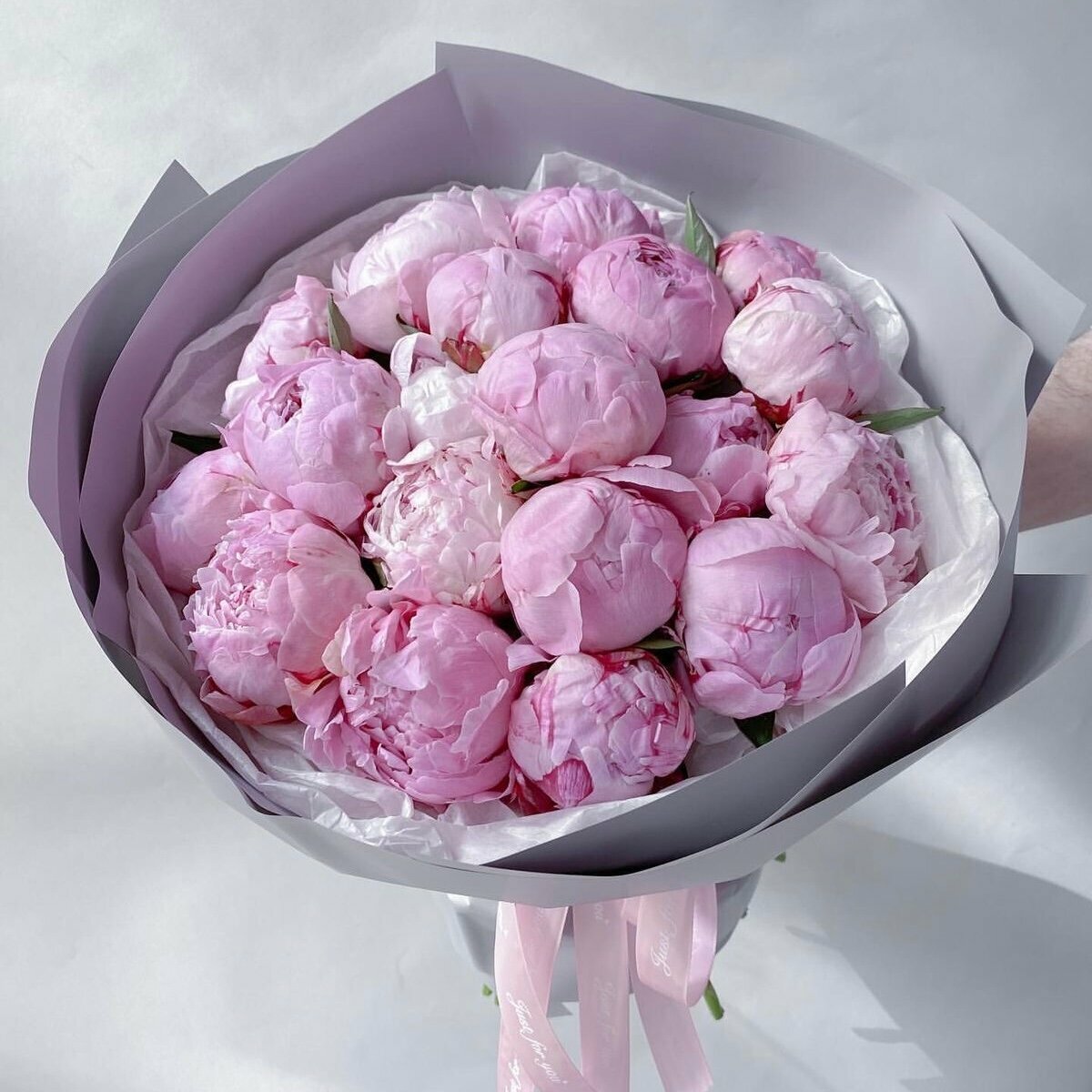 Букет из розовых пионов 17 шт, красивый букет цветов, шикарный, премиум цветы, премиум букет