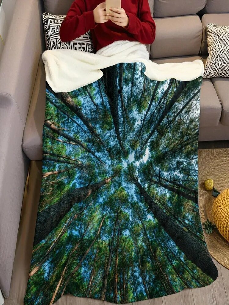 Плед лес сосновый лес , Фланель, 200 см х 150 см