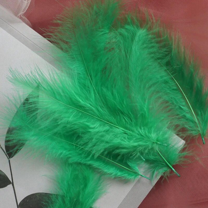 50 шт, натуральные утиные перья для рукоделия Изумрудный, Emerald Green