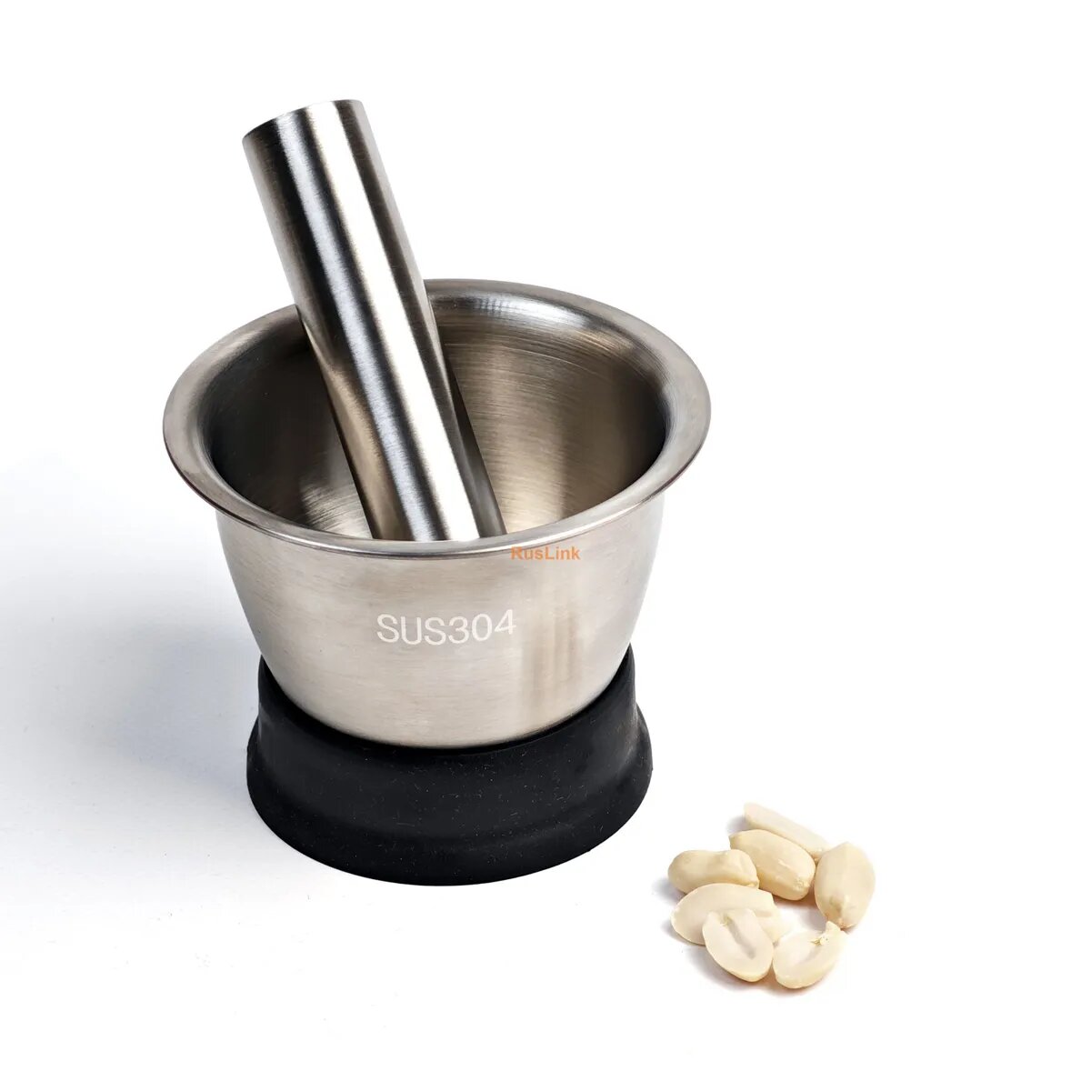 Ступка с пестиком, Нержавеющая сталь, Пищевой силикон, 10.1 см, 300 мл, 1 шт
