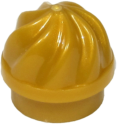 Plate, Round 1 x 1 with Vertical Swirl / Twist, 15470 Pearl Gold U