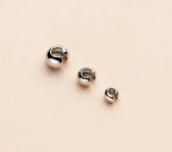 Серебряные бусины 925 пробы, платина, 4.5 мм, 2 шт