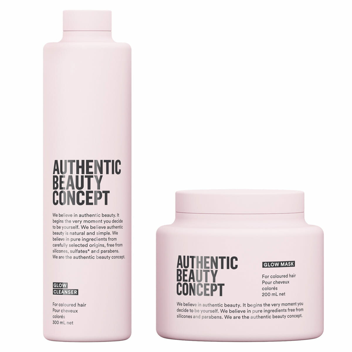 Authentic Beauty Concept Набор для блеска волос шампунь 300 мл, маска 200 мл Glow из 2 предметов