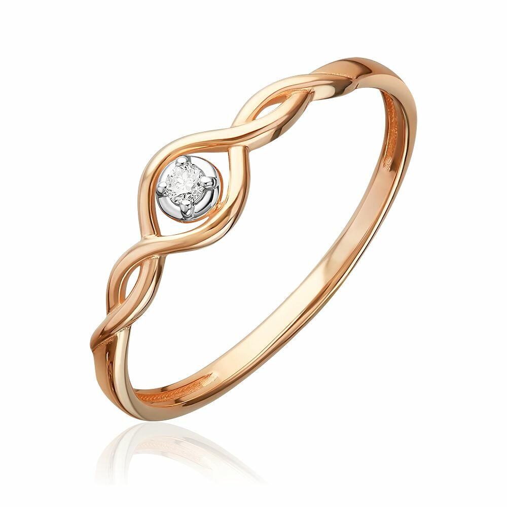 Кольцо, красное золото, 585 проба, бриллиант