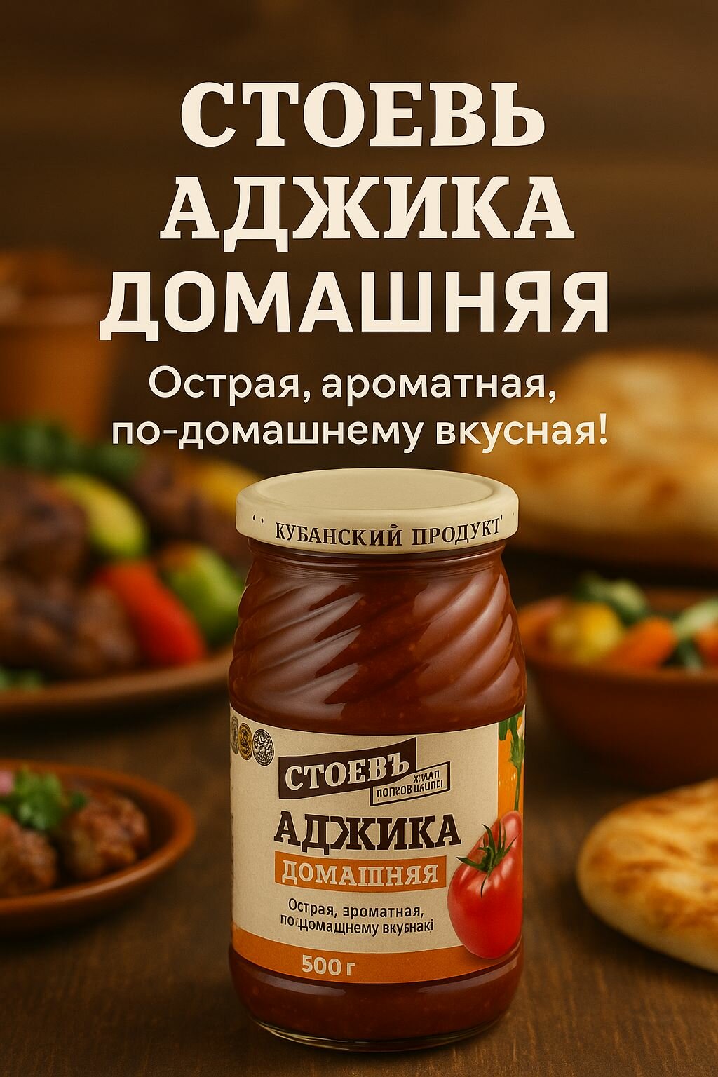 Стоевъ Аджика Домашняя, 500 грамм, 1 банка