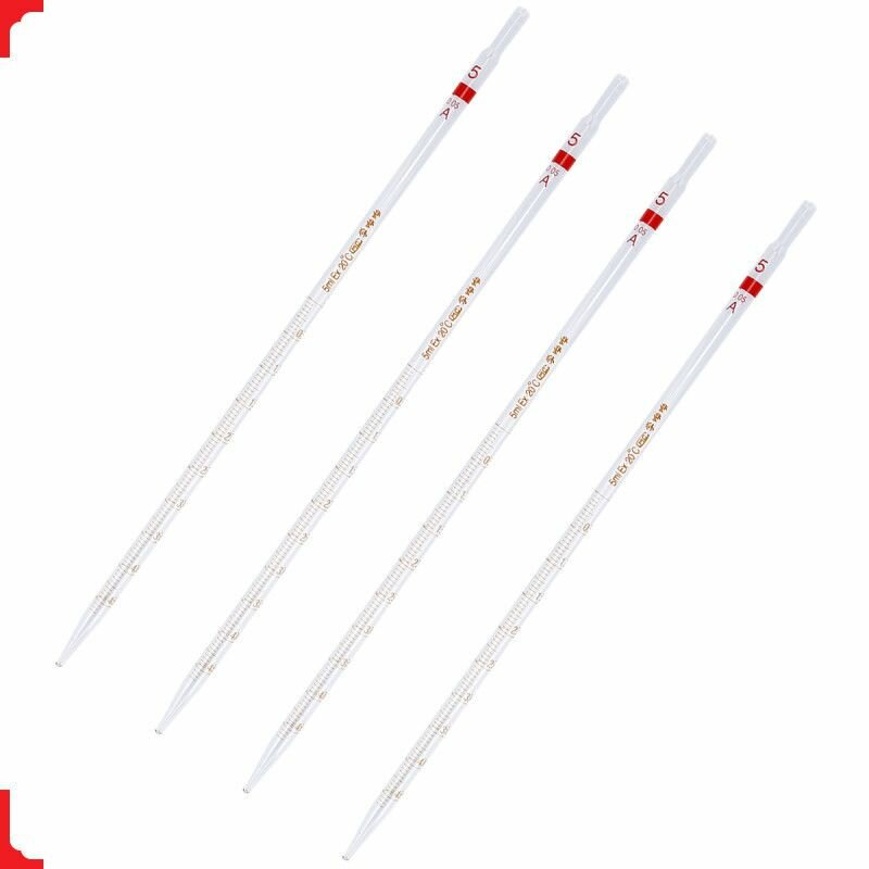 4 шт. Прозрачные мерные пипетки, стеклянные трубочки, многофункциональные 32.5X0.8 см