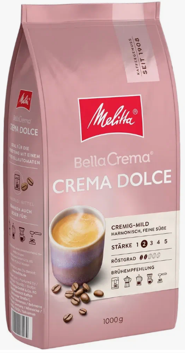 Кофе в зёрнах Melitta Bella Crema, Crema Dolce, арабика, 100%, 1кг