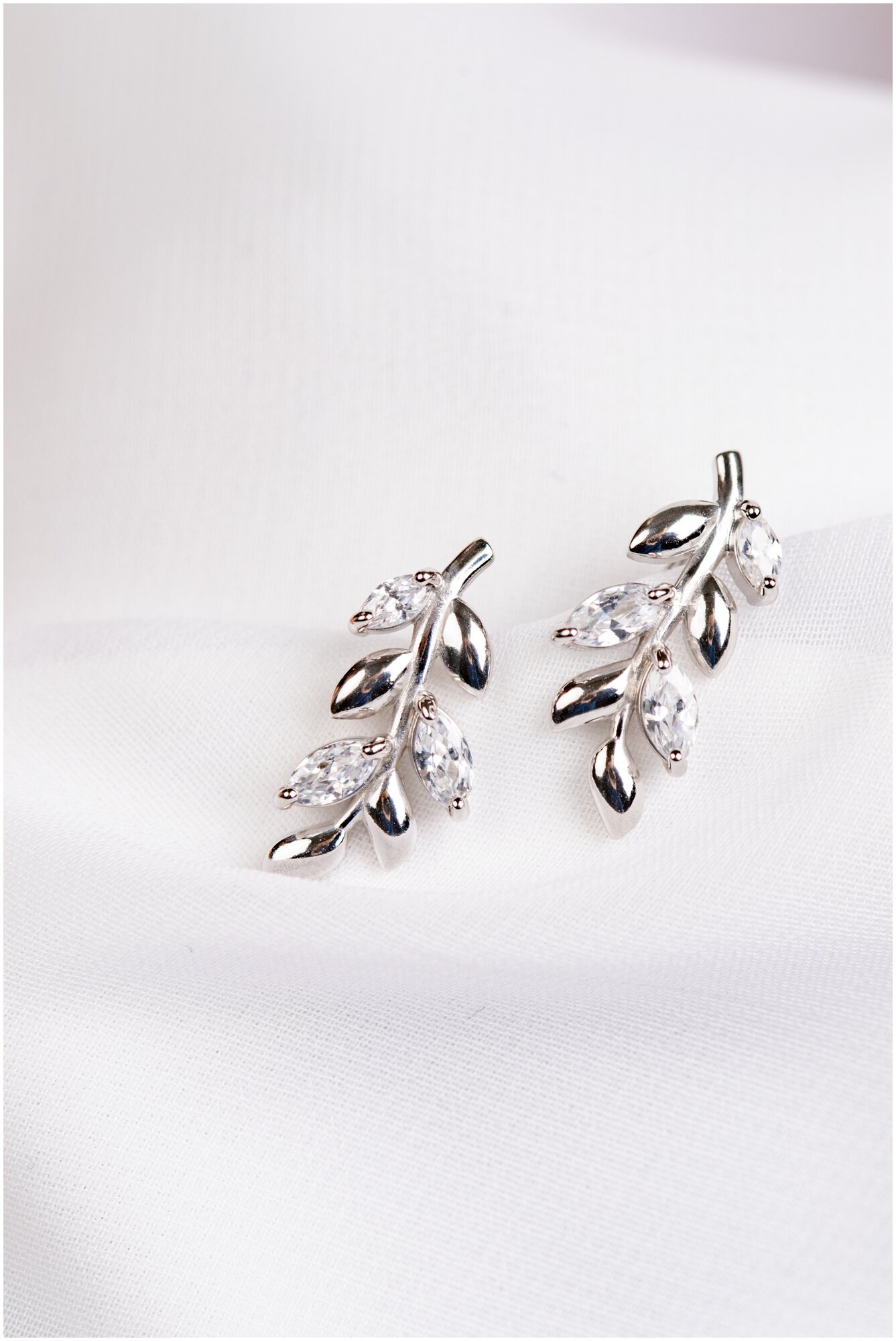 Серьги каффы, 925 проба, фианит