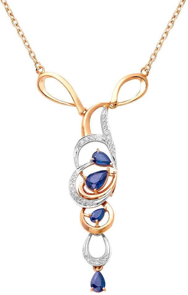 Колье, белое золото, 585 проба, сапфир, бриллиант