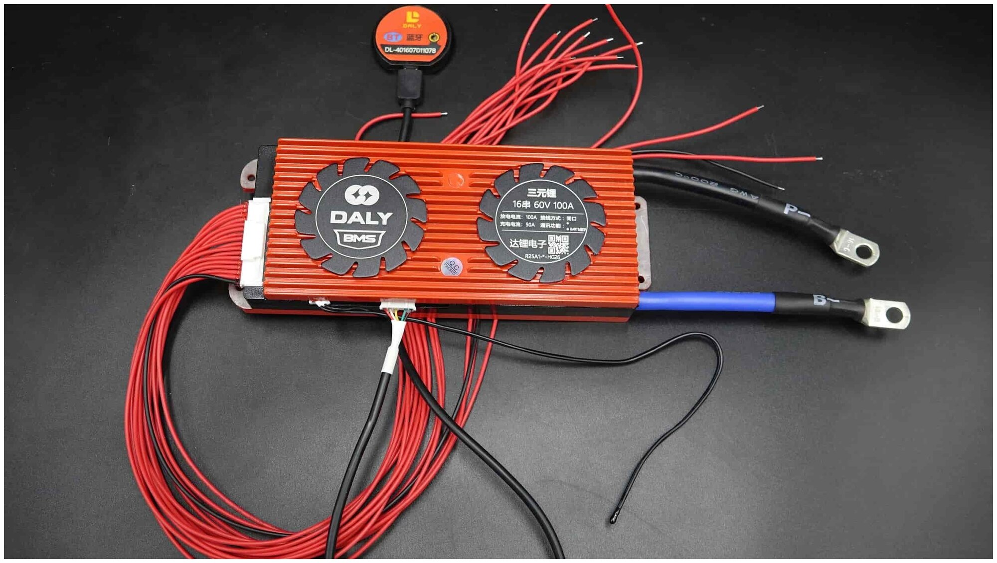 16S Умная Плата защиты Smart BMS DALY Li-ion 100A c Bluetooth, Водозащищенная, общий порт заряда-разряда