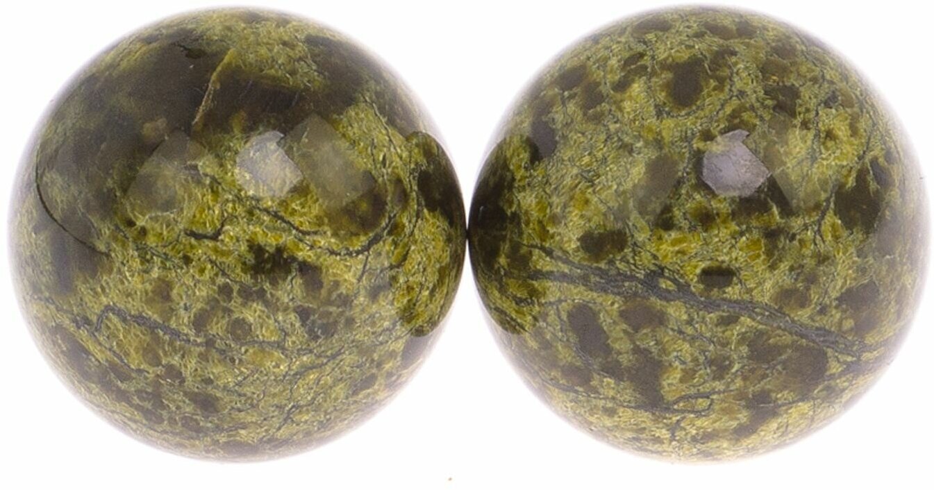 Шары для массажа 3,5 см 2 шт из светло-зеленого змеевика 125166