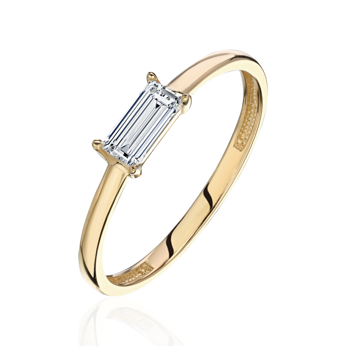 Кольцо, желтое золото, 585 проба, фианит