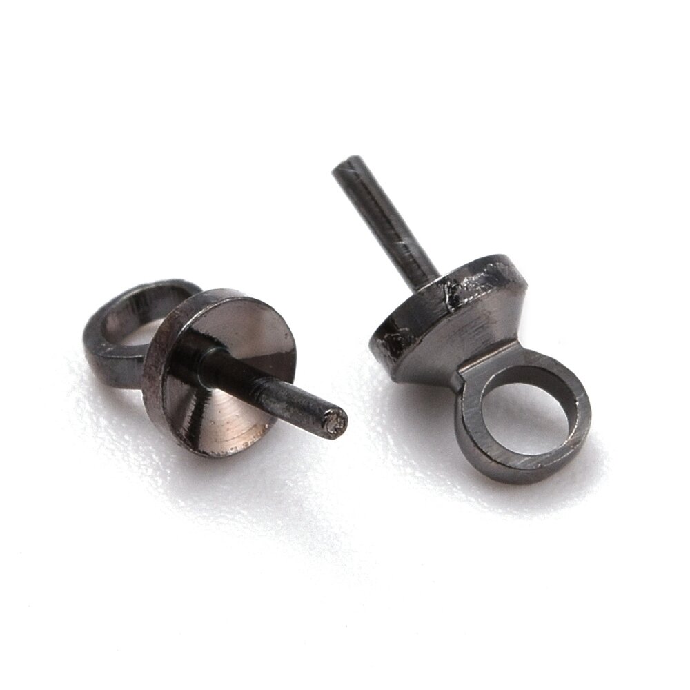 Штифт клеевой, 7х3мм, со шляпкой и петелькой, базовый материал - латунь, воронёная сталь, 2 грамма