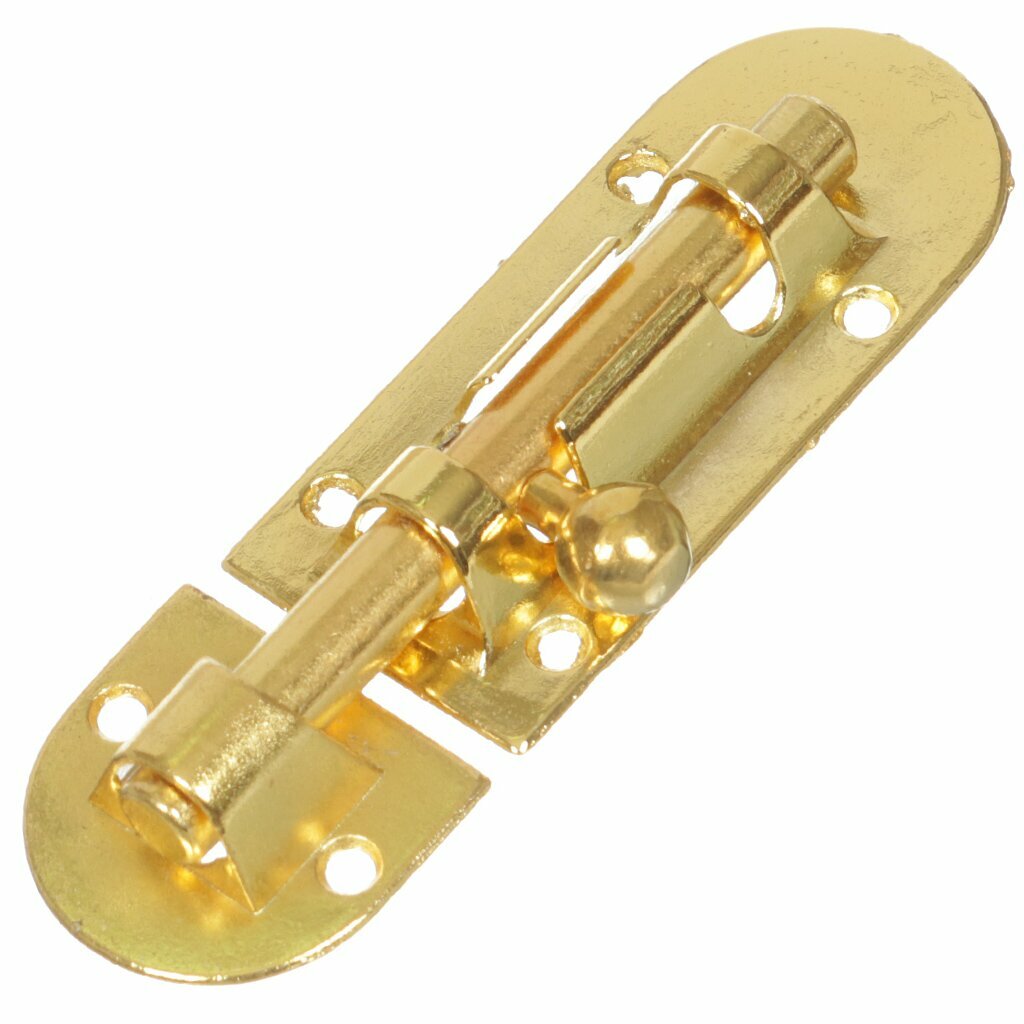 Шпингалет овальный, ригель круглый, Trodos, 90 мм, 01.03.01 L, 205054, золото