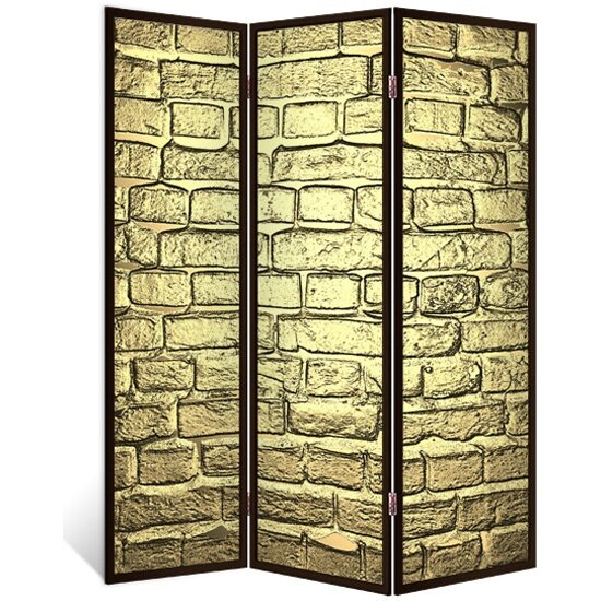 Ширма перегородка Декор Депо для комнаты деревянная "Золотой лофт" двухсторонняя с картинкой (абстр) 3 створки венге 176х140 см 11 кг