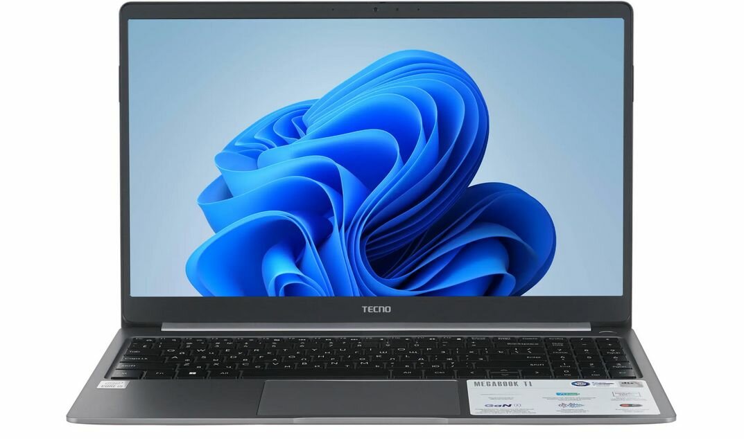 15,6" Ноутбук Tecno MegaBook T1 (TCN-T1I5W16.512. GR) серый - 1920x1080, IPS, Intel Core i5-1035G1, ядра: 4 x 1 ГГц, 16 ГБ, SSD 512 ГБ, Intel UHD Graphics, Windows 11 Home