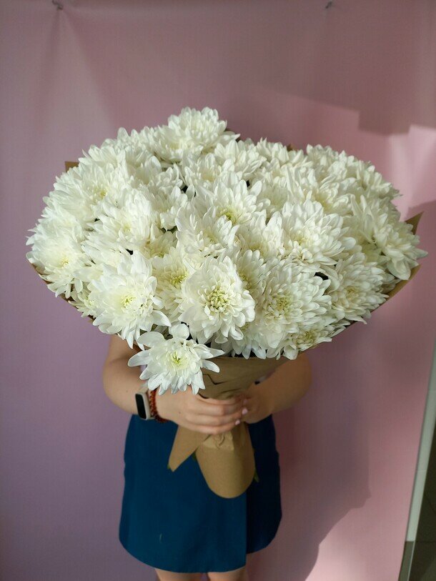 Букет Well Flowers "Хризантемы", круглый, XL, 9 шт, букет свежих цветов