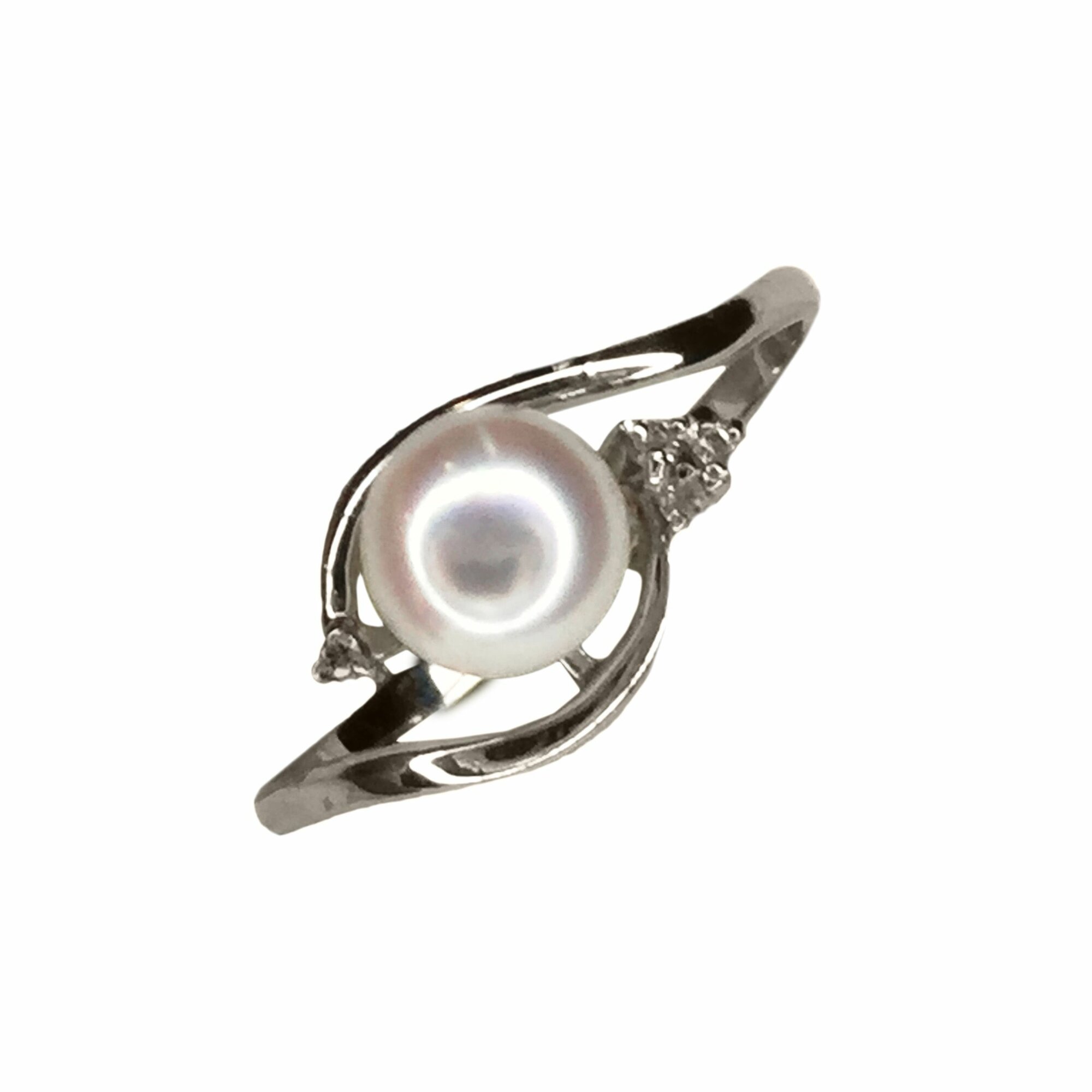 Кольцо тонкое, серебро, 925 проба, родирование, жемчуг