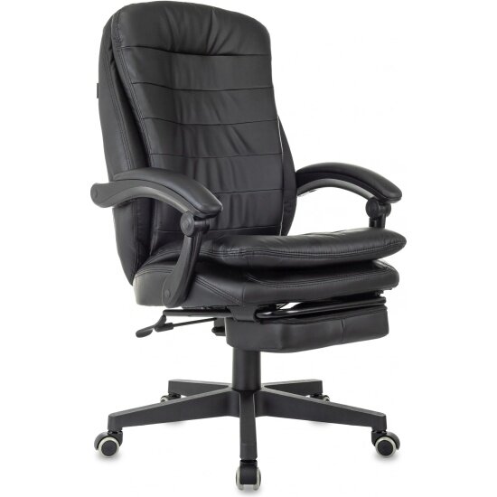Кресло руководителя Бюрократ T-9950MSG-F черный эко. кожа крестов. пластик подст. для ног