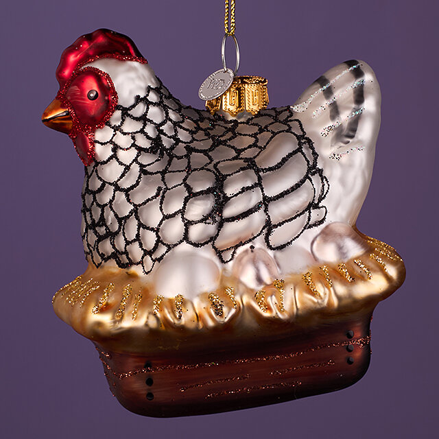 Елочная игрушка Курочка Несушка 10 см, стекло, подарочная коробка, Winter Deco, 4060468-wd