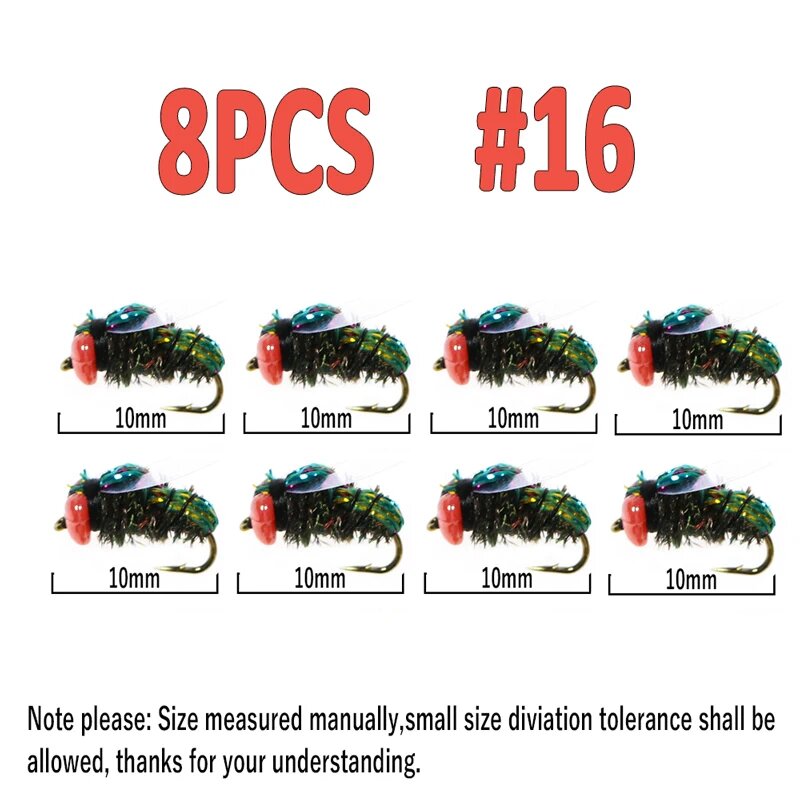 WIifreo мушки для нахлыста 8 шт. Белый, 8pcs size 16