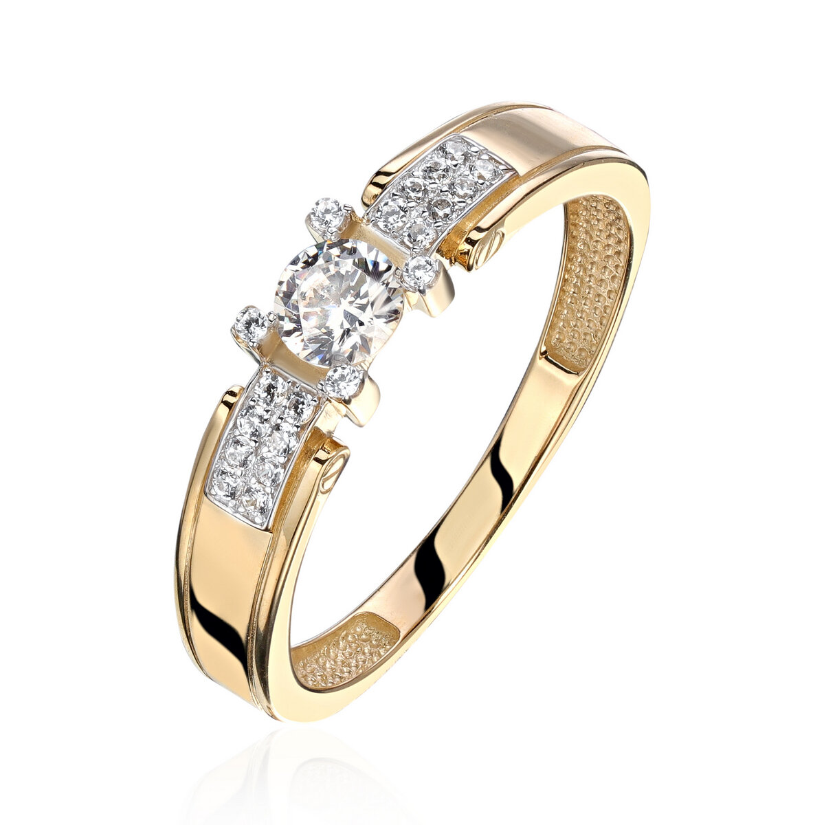 Кольцо, желтое золото, 585 проба, фианит