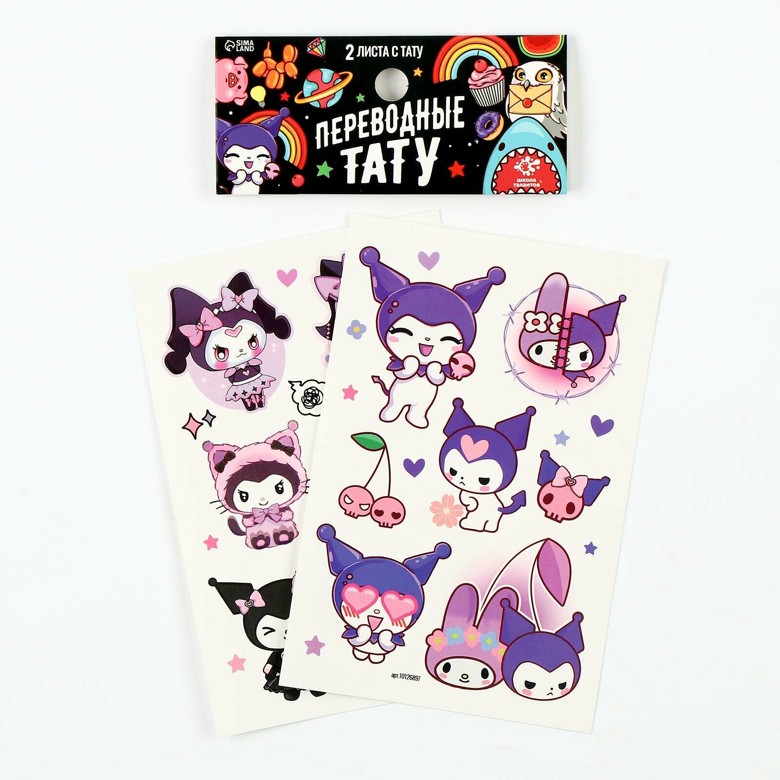 Переводные татуировки детские Школа талантов "Злой кролик", 2 листа