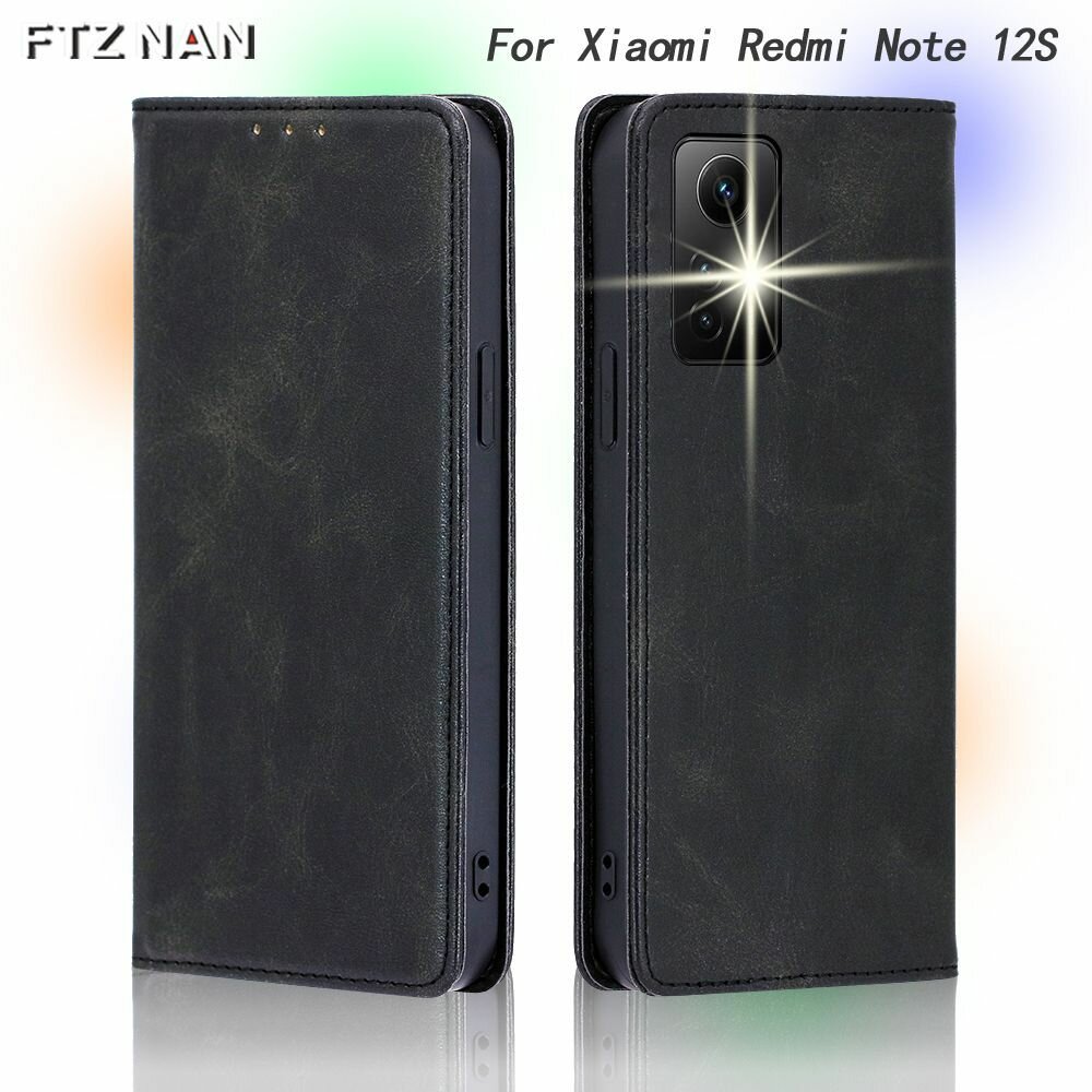 Чехол книжка на Xiaomi Redmi Note 12S/ Чехол подходит для Сяоми Редми Ноут 12s, Новый, флипом, магнитным замком, черный