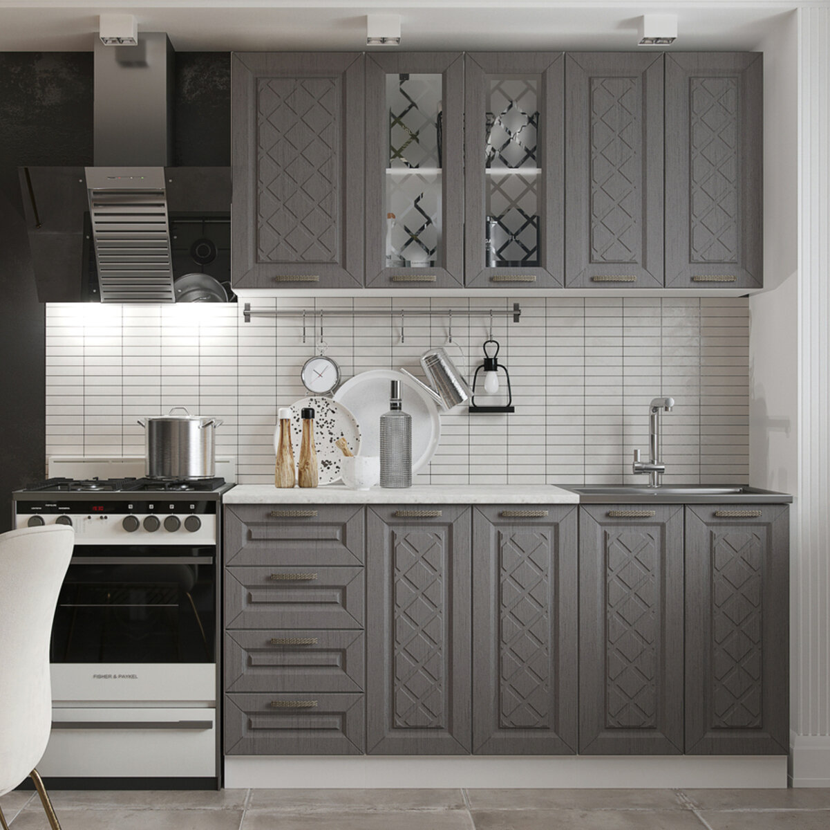 Кухонный гарнитур, кухня, готовый комплект Агава 1,6 м Трюфель