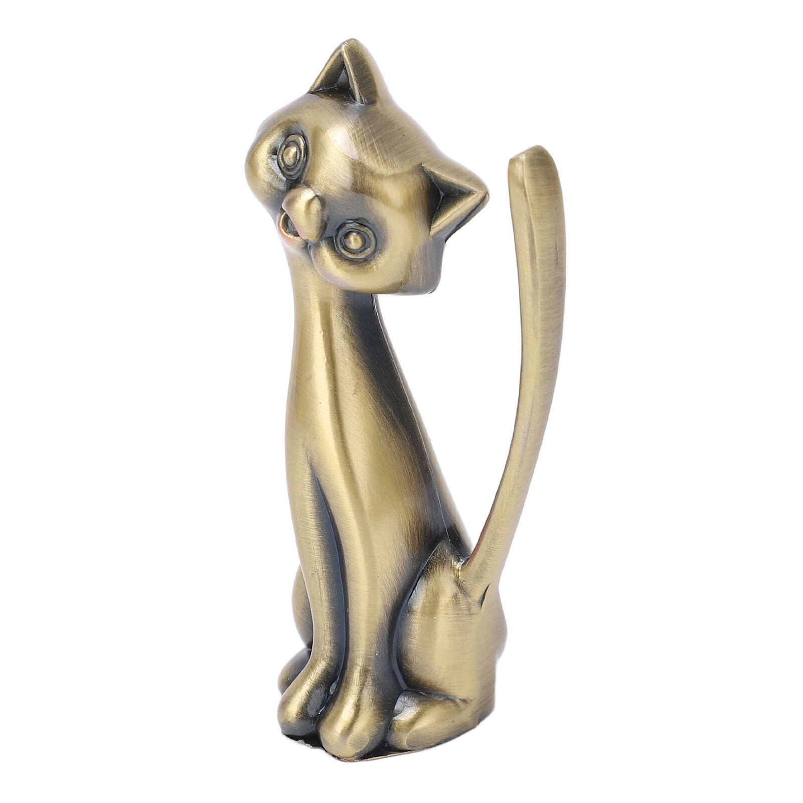 Держатель для колец с котом Статуэтка в стиле кота из цинкового сплава Прочный глянцевый органайзер для колец в стиле ретро для колец ювелирных изделий