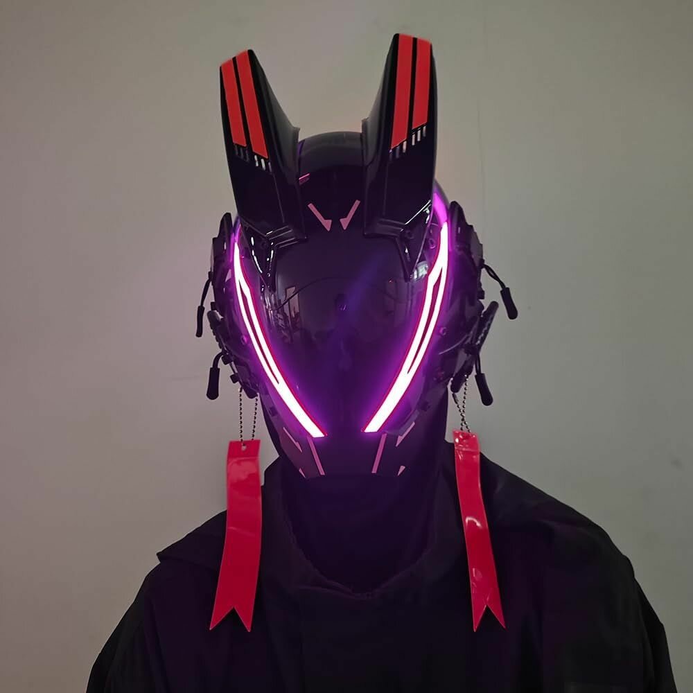 LED Круглая лампа маска с киберпанк элементами для ролевых игр мужских и женских персонажей на Хэлоуин, вечеринках