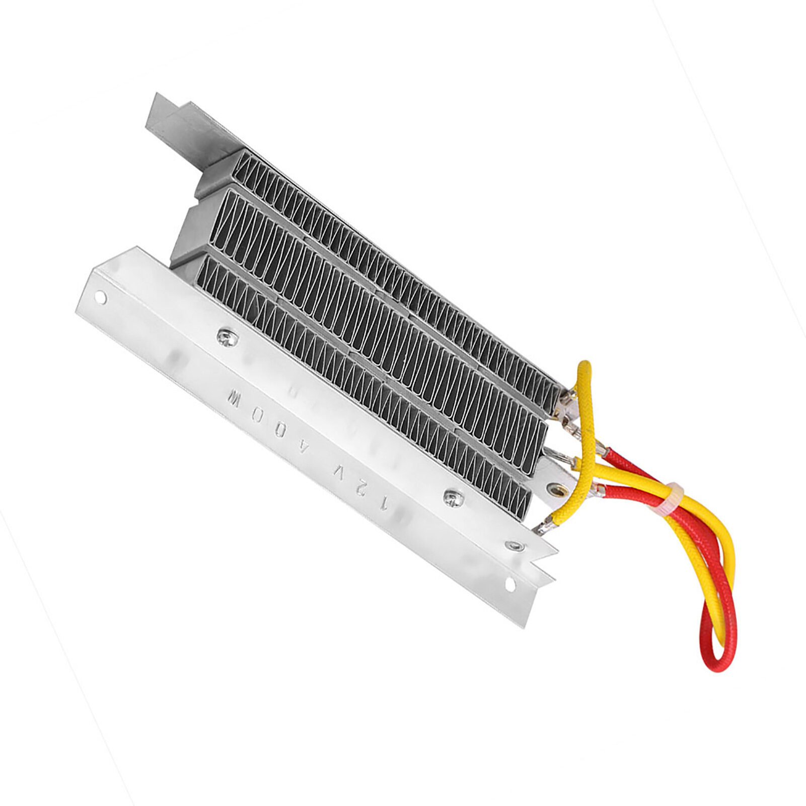 Электрический керамический нагреватель термостатический изоляционный элемент ПТЦ 12V 400W, цвет серебристый, размер 150x68x18мм, расстояние между монтажными отверстиями 137x55мм, диаметр отверстий 3.5мм, вес 111г, для обогревателя увлажнителя сушилки