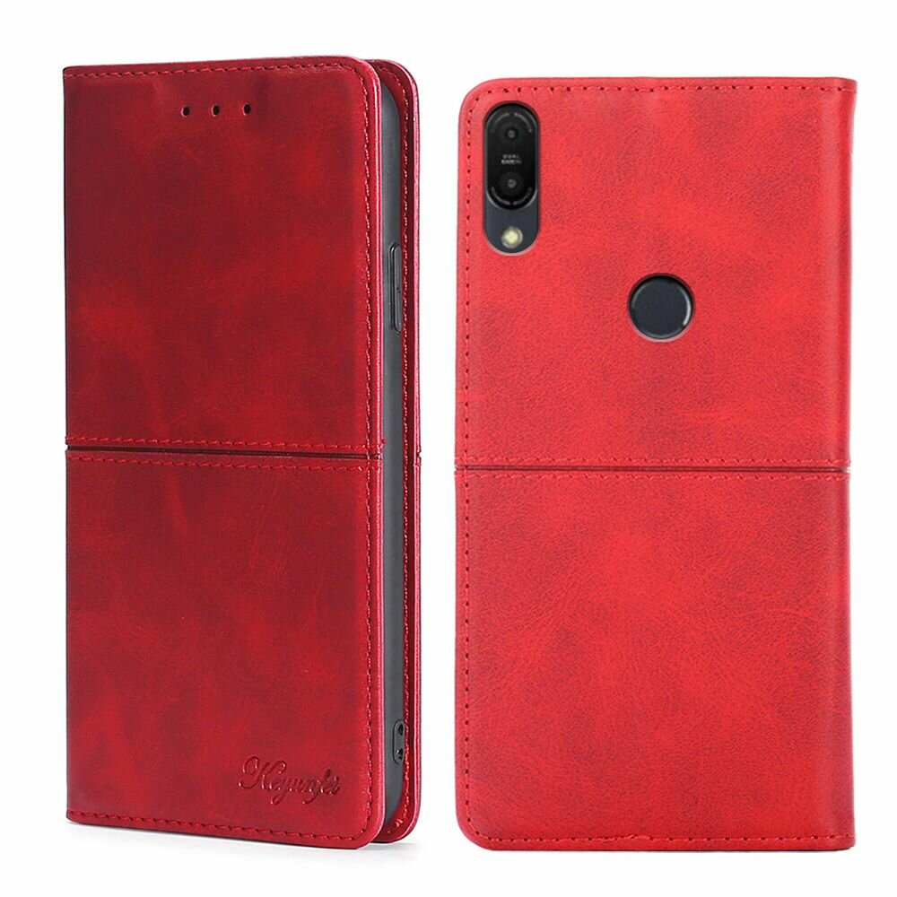 Чехол-книжка MyPads для Asus Zenfone Max Pro M1 ZB601KL / ZB602KL / Асус Зенфон ZB601KL (Красный и черный)