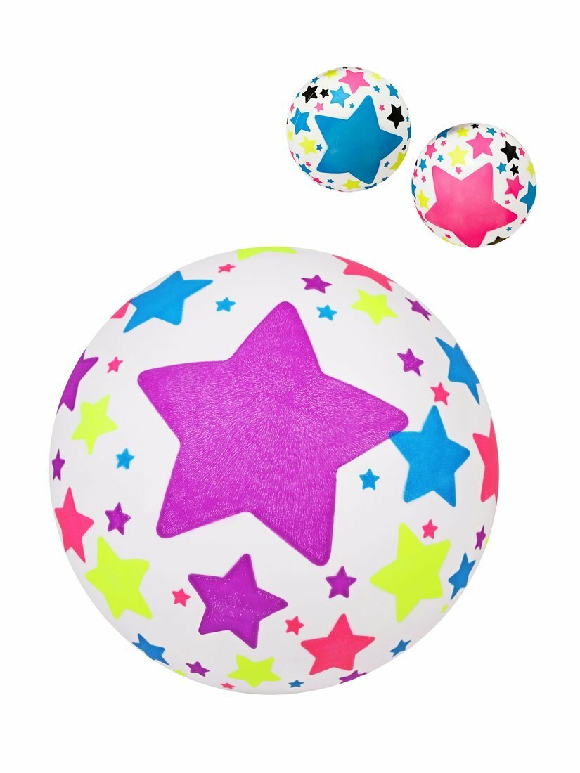 Мяч детский флуоресцентный "Звёзды", ПВХ, 22 см, 60 г, в асс. Наша Игрушка 649204